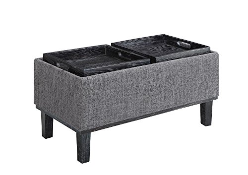 Convenience Concepts Designs4Comfort Brentwood Storage Ottoman, Gray Fabric