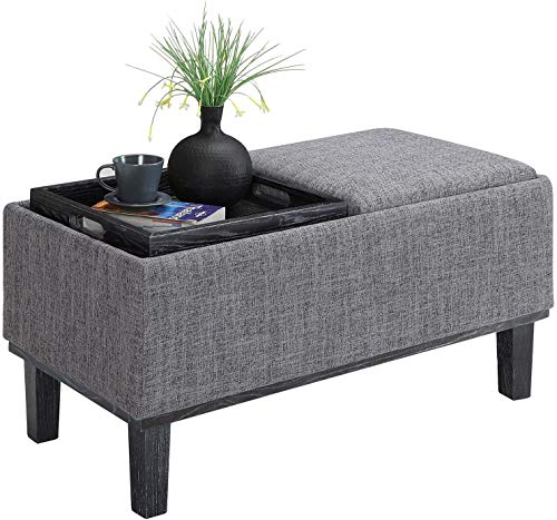 Convenience Concepts Designs4Comfort Brentwood Storage Ottoman, Gray Fabric