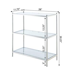 Convenience Concepts Royal Crest 3 Tier Bookcase, Chrome / Glass