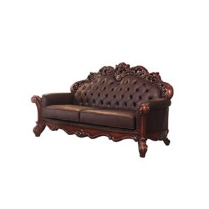 acme vendome loveseat w/2 pillows - - cherry pu