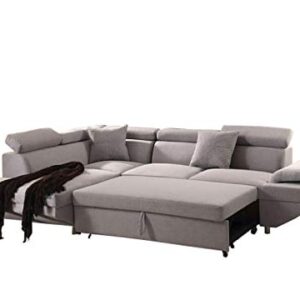 ACME FURNITURE Jemima Sectional Sofa w/Sleeper - - Gray Fabric