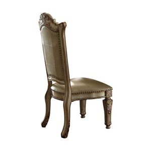 acme vendome side chair (set-2) - - bone pu & gold patina