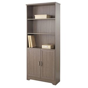 realspace® magellan 72"h 5 shelf contemporary bookcase with doors, gray/medium finish