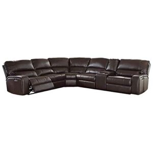 acme furniture saul sectional sofa with power recliners, espresso leather-aire