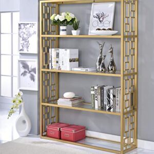 ACME Blanrio Bookshelf - - Gold & Clear Glass