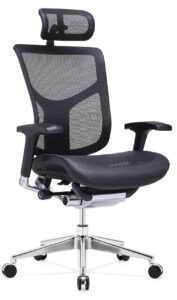 gm seating dreem xl ergonomic mesh executive hi back, swivel chair, chrome base with headrest, black, seat slide, passive lumbar support