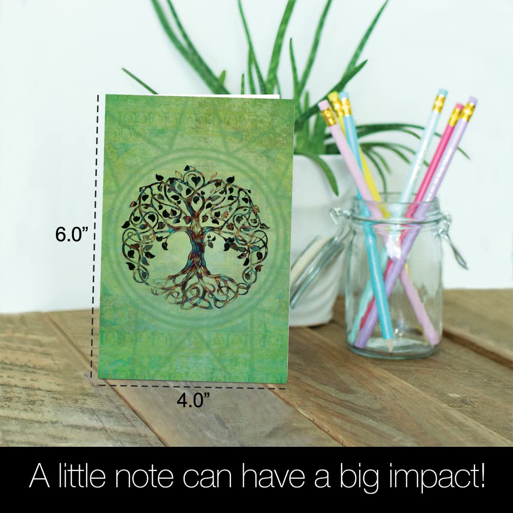 Tree-Free Greetings 12 Pack All Occasion Notecards,Eco Friendly,Made in USA,100% Recycled Paper, 4"x6", Tree of Life (FS56951)