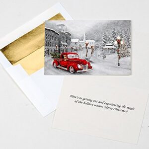 Holiday Ride Christmas Cards - Box of 15 Cards & 16 Foil Lined Envelopes