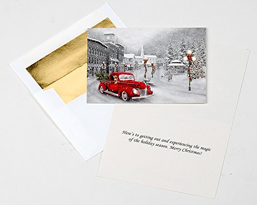 Holiday Ride Christmas Cards - Box of 15 Cards & 16 Foil Lined Envelopes