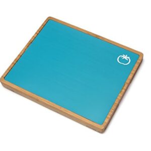 Lipper International Bamboo Wood Cutting Board with 6 Colored Poly Inlay Mats, 16" x 13-1/8" x 1-5/8"