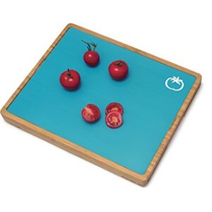 Lipper International Bamboo Wood Cutting Board with 6 Colored Poly Inlay Mats, 16" x 13-1/8" x 1-5/8"