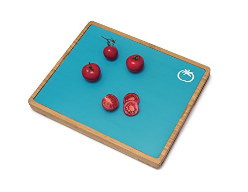 Lipper International Bamboo Wood Cutting Board with 6 Colored Poly Inlay Mats, 16" x 13-1/8" x 1-5/8"