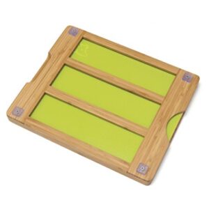 Lipper International Bamboo Wood Cutting Board with 6 Colored Poly Inlay Mats, 16" x 13-1/8" x 1-5/8"