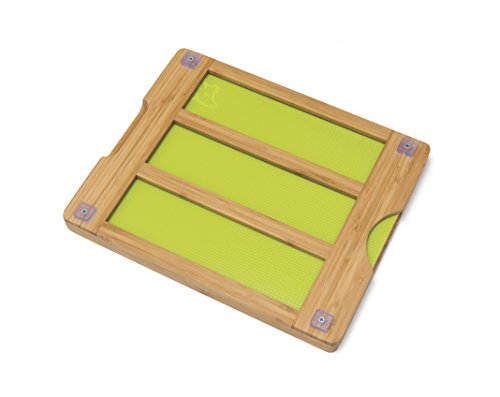 Lipper International Bamboo Wood Cutting Board with 6 Colored Poly Inlay Mats, 16" x 13-1/8" x 1-5/8"