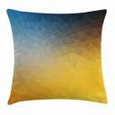 Ambesonne Yellow and Blue Throw Pillow Cushion Cover, Abstract Polygon Style Fractal Gradient Geometric Background Art, Decorative Square Accent Pillow Case, 24" X 24", Blue Marigold