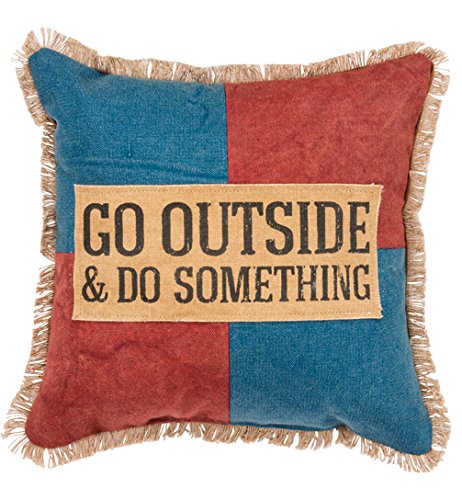 Primitives by Kathy Canvas Go Outside Throw Pillow, 12-Inch Square