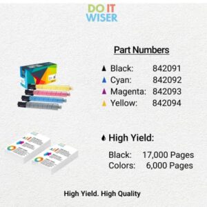 Do it Wiser Compatible Printer Toner Cartridge Replacement for Ricoh 842091 for use in Ricoh MP C307 MP C306 MP C406 MP C407 (Black - High Yield)