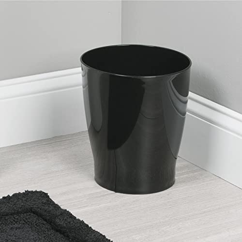 mDesign Round Plastic Bathroom Garbage Can, 1.25 Gallon Wastebasket, Garbage Bin, Trash Can for Bathroom, Bedroom, and Kids Room - Small Bathroom Trash Can - Fyfe Collection - 4 Pack, Black