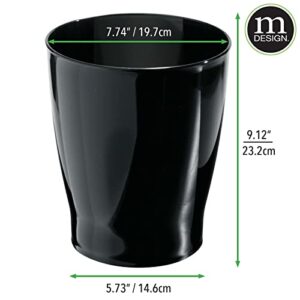 mDesign Round Plastic Bathroom Garbage Can, 1.25 Gallon Wastebasket, Garbage Bin, Trash Can for Bathroom, Bedroom, and Kids Room - Small Bathroom Trash Can - Fyfe Collection - 4 Pack, Black