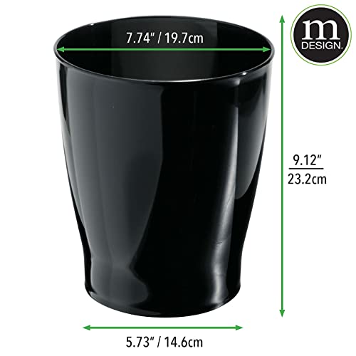 mDesign Round Plastic Bathroom Garbage Can, 1.25 Gallon Wastebasket, Garbage Bin, Trash Can for Bathroom, Bedroom, and Kids Room - Small Bathroom Trash Can - Fyfe Collection - 4 Pack, Black