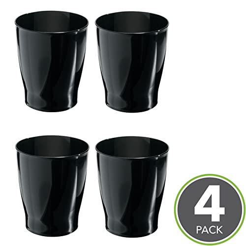 mDesign Round Plastic Bathroom Garbage Can, 1.25 Gallon Wastebasket, Garbage Bin, Trash Can for Bathroom, Bedroom, and Kids Room - Small Bathroom Trash Can - Fyfe Collection - 4 Pack, Black