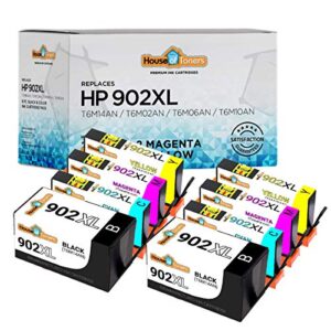 houseoftoners remanufactured ink cartridge replacement for hp 902xl 902 xl for hp officejet pro 6954 6958 6960 6962 6968 6975 6978 w/updated chips (2b/2c/2m/2y, 8 pack)