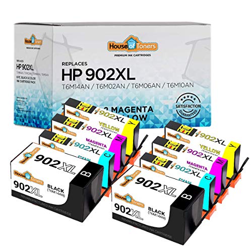 Houseoftoners Remanufactured Ink Cartridge Replacement for HP 902XL 902 XL for HP Officejet Pro 6954 6958 6960 6962 6968 6975 6978 W/Updated Chips (2B/2C/2M/2Y, 8 Pack)