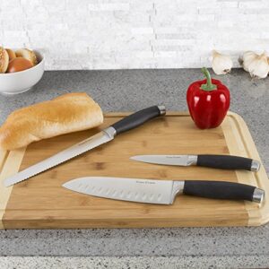 Professional Quality 15 Piece Stainless Knife Set with Shears Sharpener Chef Bread Santoku Filet Paring Steak Knives and Wood Block by Classic Cuisine