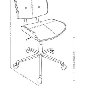 SIMPLIHOME Dax Mid Century Modern 22 Inch Swivel Adjustable Executive Computer Bentwood Office Chair in Black, Natural, For the Office and Study