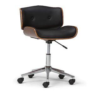 SIMPLIHOME Dax Mid Century Modern 22 Inch Swivel Adjustable Executive Computer Bentwood Office Chair in Black, Natural, For the Office and Study