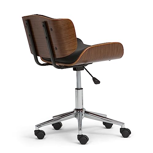 SIMPLIHOME Dax Mid Century Modern 22 Inch Swivel Adjustable Executive Computer Bentwood Office Chair in Black, Natural, For the Office and Study