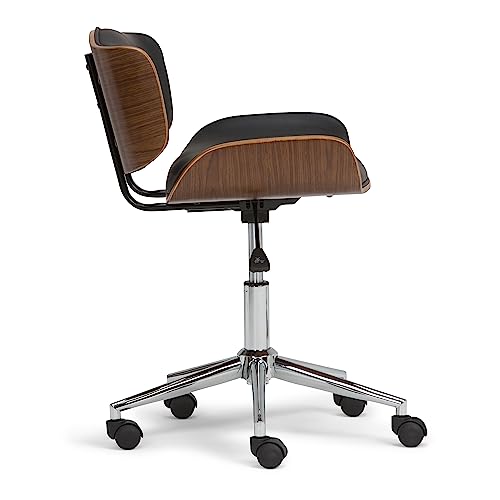 SIMPLIHOME Dax Mid Century Modern 22 Inch Swivel Adjustable Executive Computer Bentwood Office Chair in Black, Natural, For the Office and Study