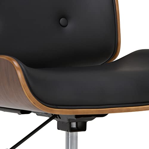 SIMPLIHOME Dax Mid Century Modern 22 Inch Swivel Adjustable Executive Computer Bentwood Office Chair in Black, Natural, For the Office and Study