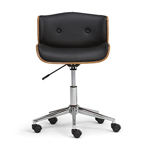 SIMPLIHOME Dax Mid Century Modern 22 Inch Swivel Adjustable Executive Computer Bentwood Office Chair in Black, Natural, For the Office and Study