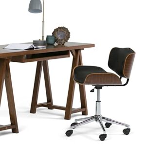 SIMPLIHOME Dax Mid Century Modern 22 Inch Swivel Adjustable Executive Computer Bentwood Office Chair in Black, Natural, For the Office and Study