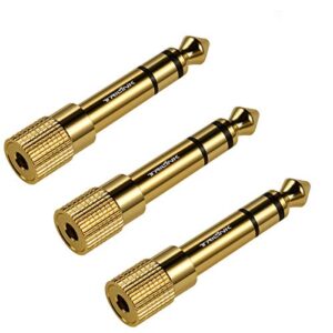 trilink stereo audio adapter [gold-plated pure copper ] 6.35mm (1/4 inch) male to 3.5mm (1/8 inch) female headphone jack plug, 3 pack