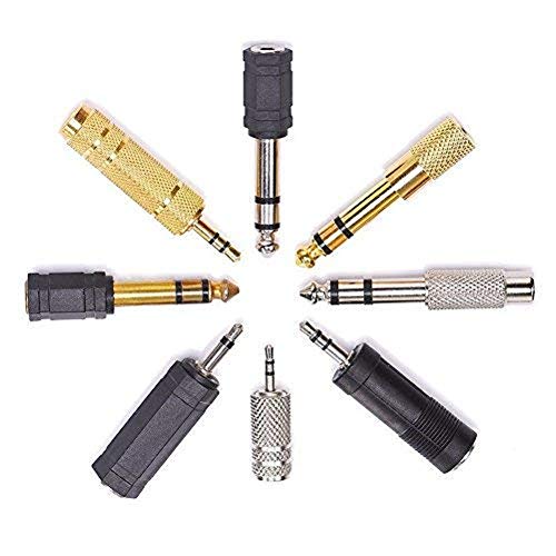 Nightwolf 8 Pieces Audio Adapter Headphone Adapter Gold Stereo Adapter 6.35mm 1/4inch to 3.5mm 1/8inch 3.5 mm to 2.5mm Mic Plug Adapter Connector