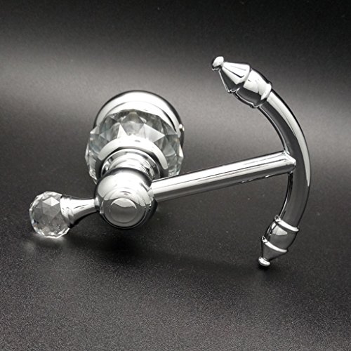 Kabter Crystal Series Brass Bathroom Towel Coat Hook, Polished Chrome