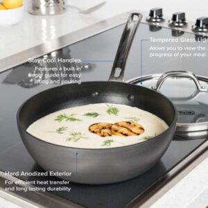 Viking Culinary Hard Anodized Nonstick 3-Ply Saucier Pan, 3 Quart, Includes Glass Lid, Dishwasher, Oven Safe, Works on All Cooktops including Induction