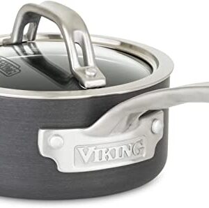 Viking Culinary Hard Anodized Nonstick Saucepan, 1 Quart, Includes Glass Lid, Oven and Dishwasher Safe, Works on Electronic, Ceramic, and Gas Cooktops