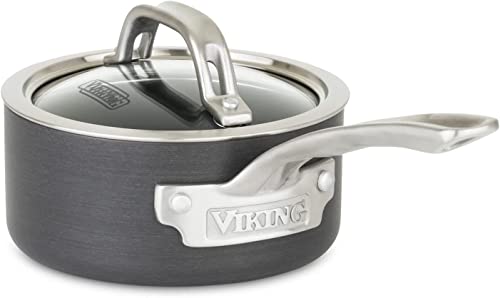 Viking Culinary Hard Anodized Nonstick Saucepan, 1 Quart, Includes Glass Lid, Oven and Dishwasher Safe, Works on Electronic, Ceramic, and Gas Cooktops