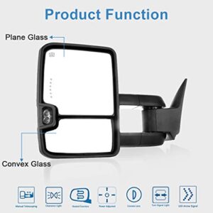 ECCPP Towing Mirrors Replacement fit for 1999-2002 Silverado Sierra Power Heated Smoke Led Signal Pickup Mirrors