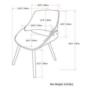 SIMPLIHOME Malden 18 Inch Mid Century Modern Bentwood Dining Chair in Grey Woven Fabric, For the Dining Room