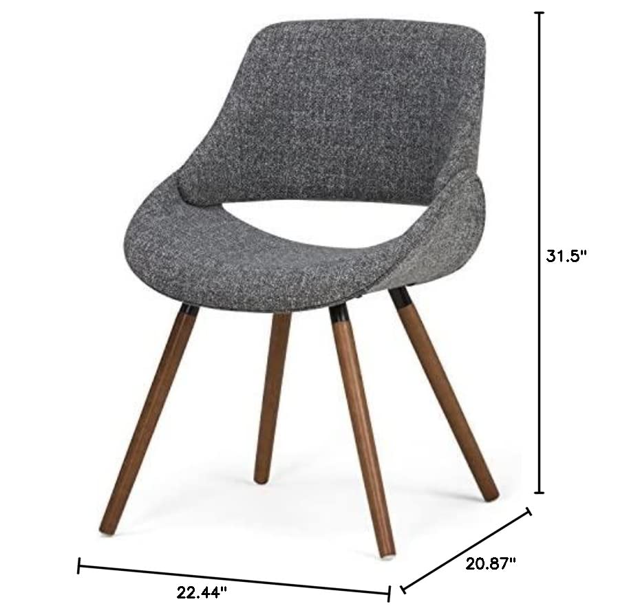 SIMPLIHOME Malden 18 Inch Mid Century Modern Bentwood Dining Chair in Grey Woven Fabric, For the Dining Room