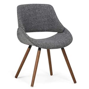 SIMPLIHOME Malden 18 Inch Mid Century Modern Bentwood Dining Chair in Grey Woven Fabric, For the Dining Room