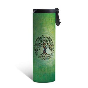 tree-free greetings vacuum insulated travel coffee tumbler, 1 count (pack of 1), tree of life