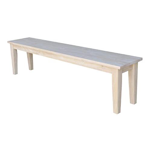 IC International Concepts International Concepts Shaker Style Unfinished Bench, 72" x 14" x 18"