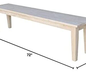 IC International Concepts International Concepts Shaker Style Unfinished Bench, 72" x 14" x 18"