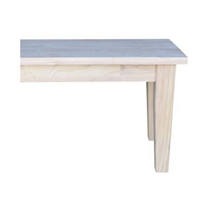 IC International Concepts International Concepts Shaker Style Unfinished Bench, 72" x 14" x 18"