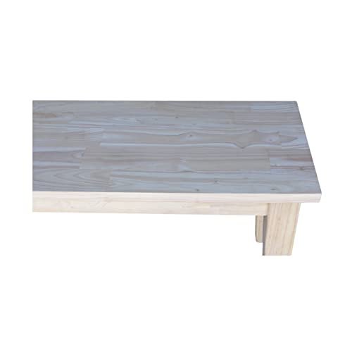 IC International Concepts International Concepts Shaker Style Unfinished Bench, 72" x 14" x 18"